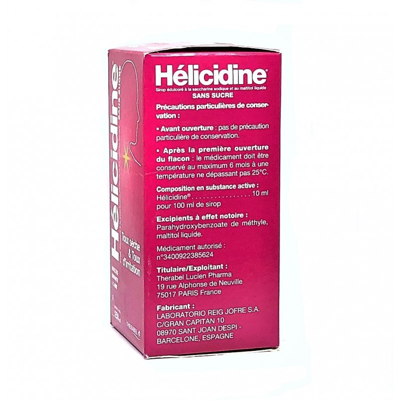 Hélicidine 10% Sans Sucre - Sirop 250 ml